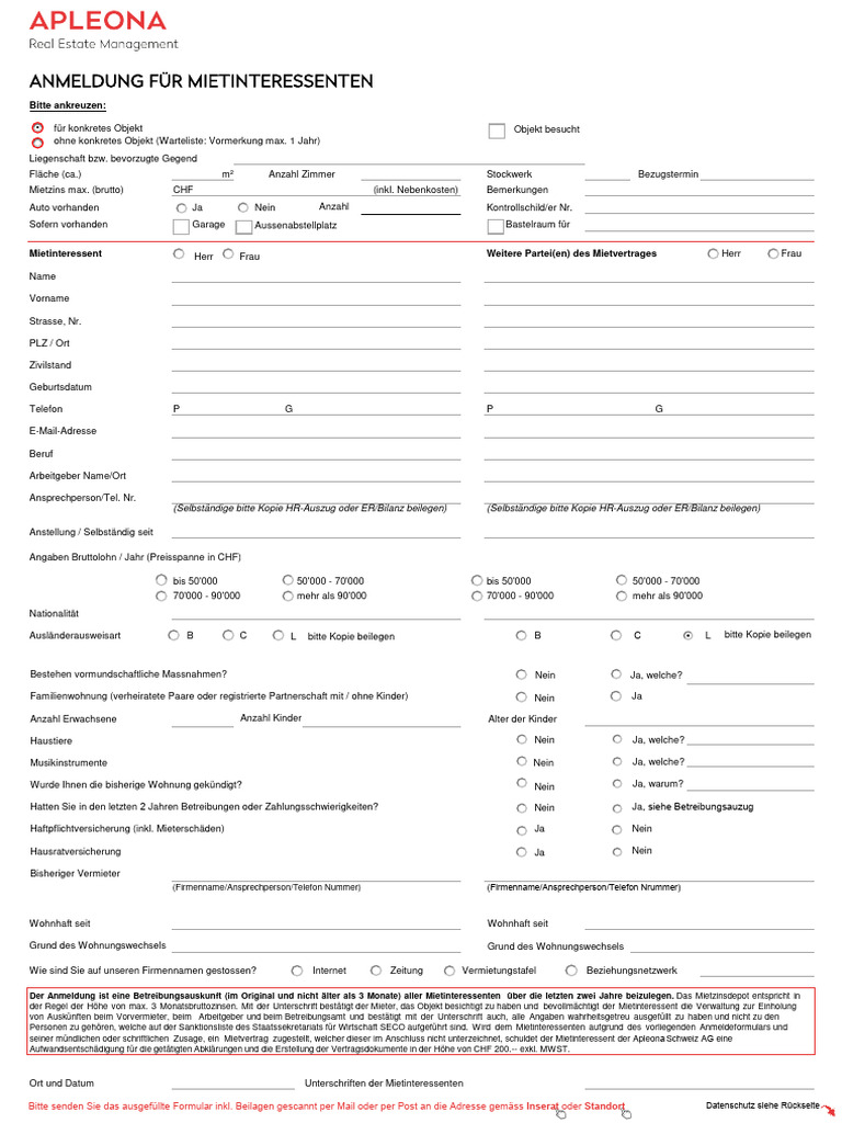 Anmeldeformular Wohnen D 2022 Neu 1 | PDF