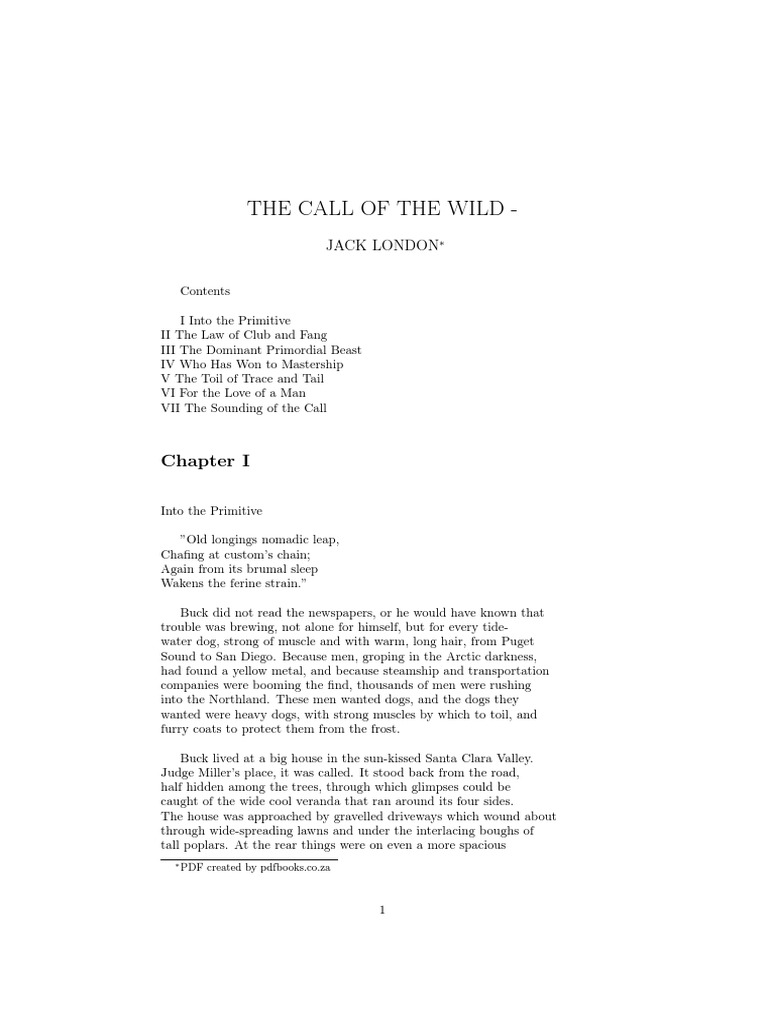 The Kidnapping of Buck and his Journey into the Unknown: An Analysis of ...