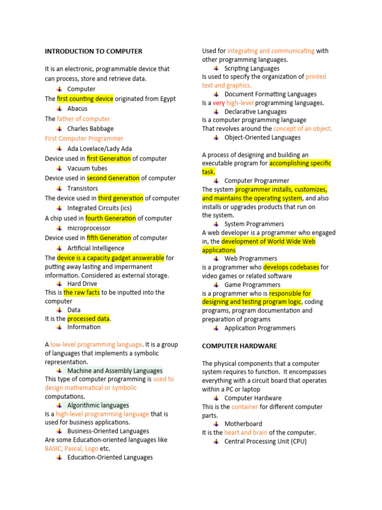 Introduction To Computer | PDF | Computers