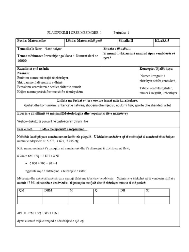 Ditar Matematike 5 (Periudh 1 Ideart | PDF