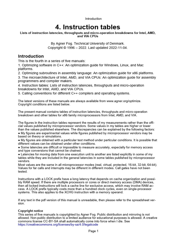 Instruction Tables | PDF | Advanced Micro Devices | Computer Architecture