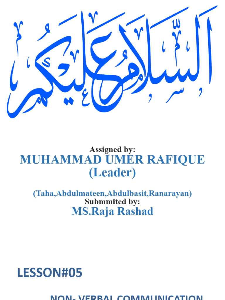 Saith Muhammad Umer Rafique-1 | PDF | Nonverbal Communication ...