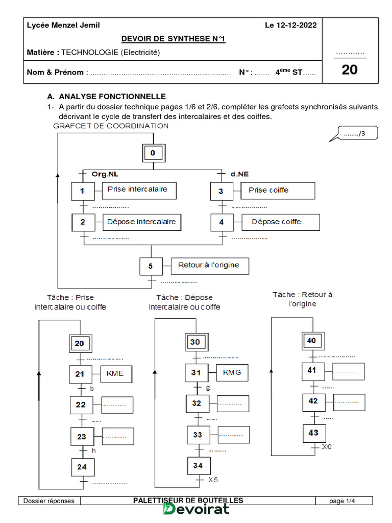 Devoir de Synthèse N°1 - Génie Électrique - Bac Technique (2022-2023) MR JALLOULI Najib 2 | PDF