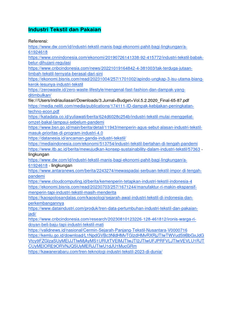 Kelompok 4 - Industri Tekstil - Orling | PDF