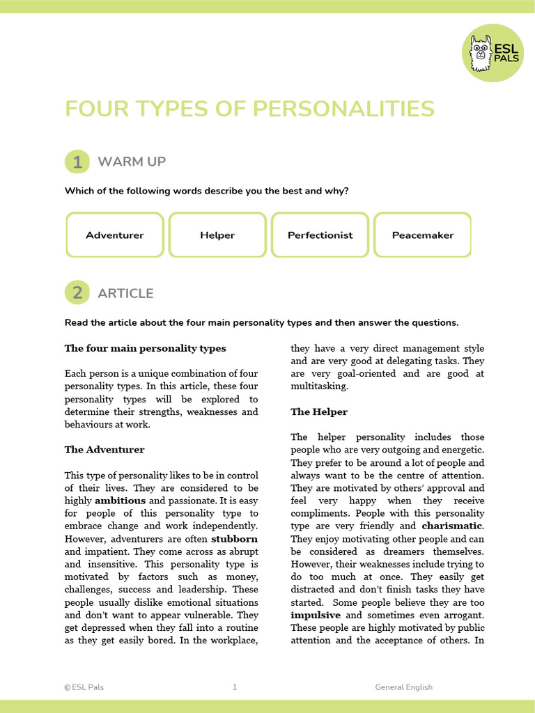SV-Four-types-of-personalities | PDF | Personality Type | Cognition