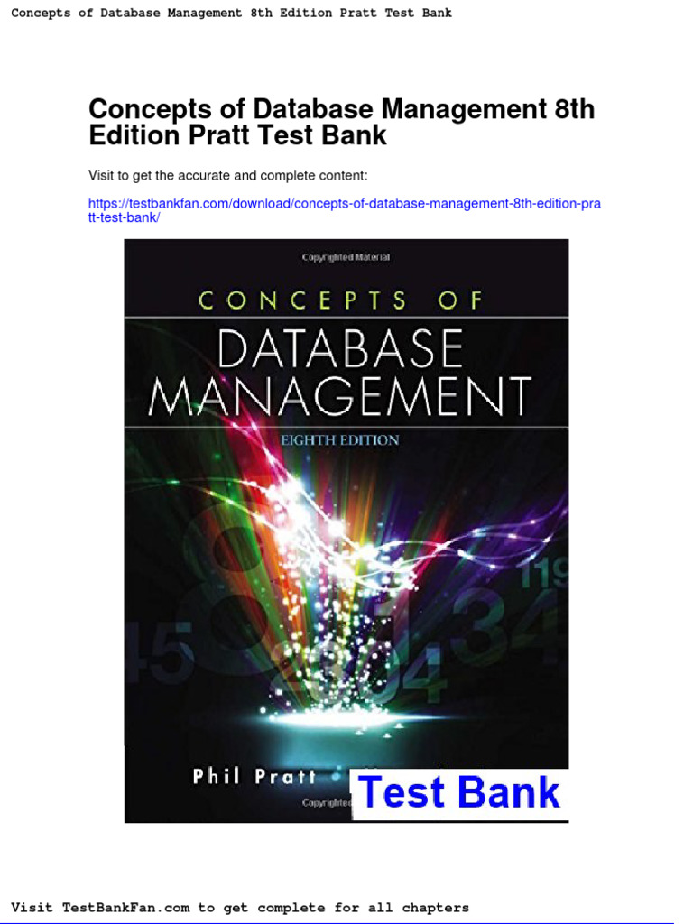 Full Download Concepts of Database Management 8th Edition Pratt Test ... Full Download Concepts of Database Management 8th Edition Pratt Test ...