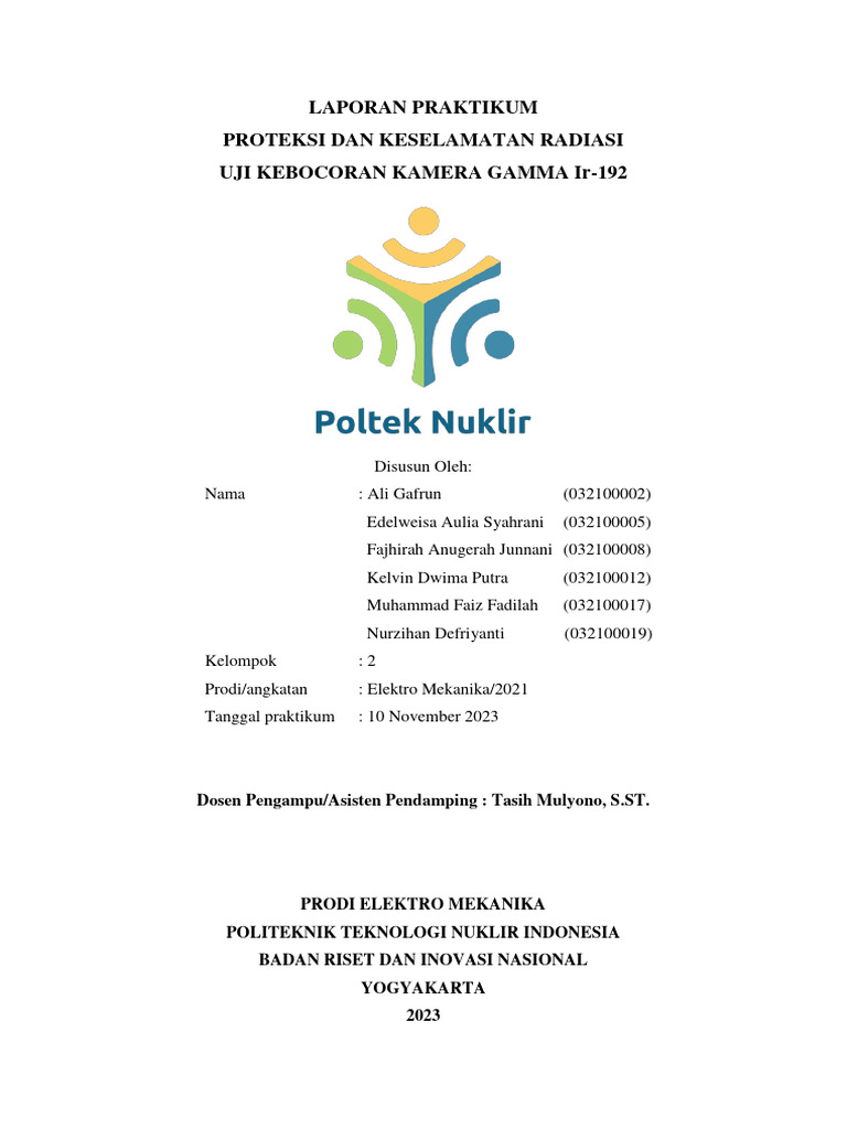 Laporan Praktikum PKR Uji Kebocoran Kamera Gamma Kelompok 2 | PDF