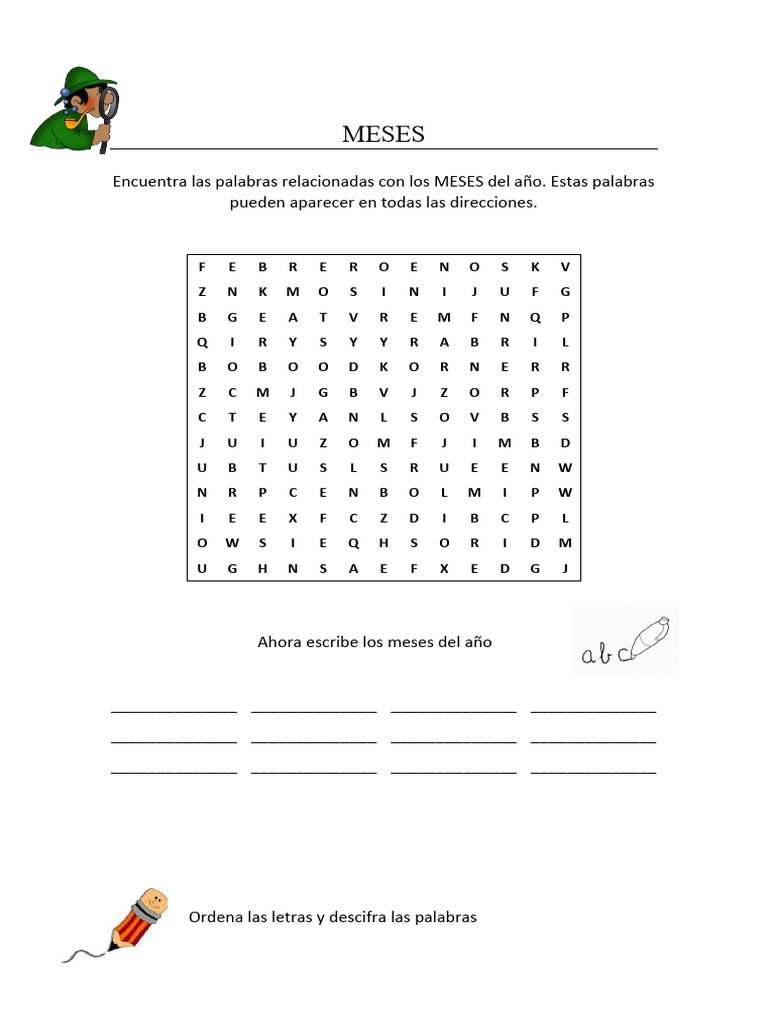 Actividades sobre los Meses del Año | PDF
