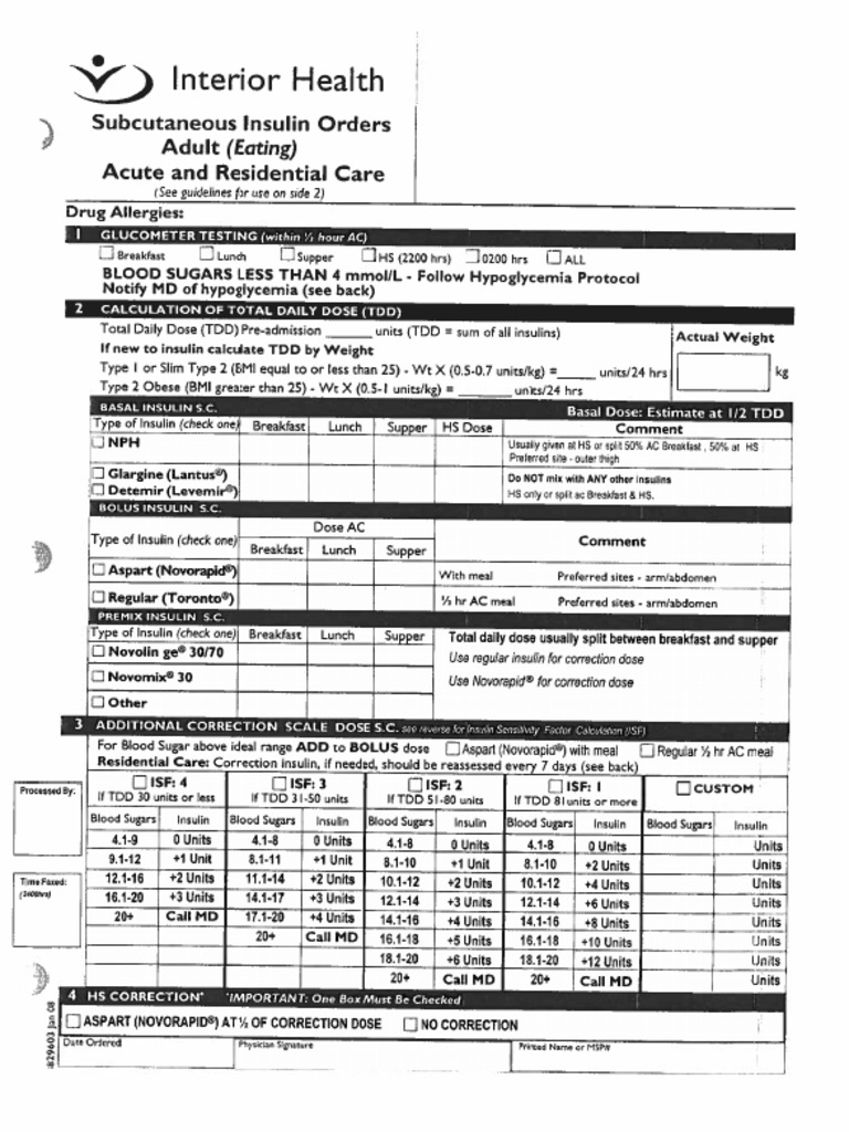 Sliding Scale Insulin | PDF
