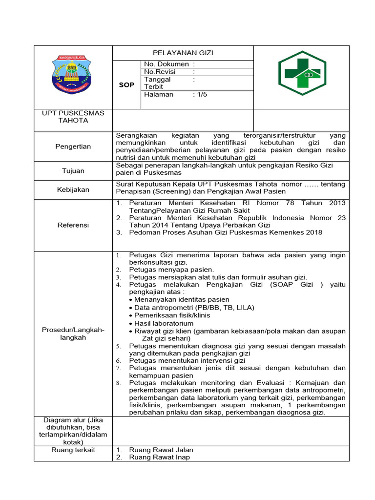 Sop Pelayanan Gizi | PDF