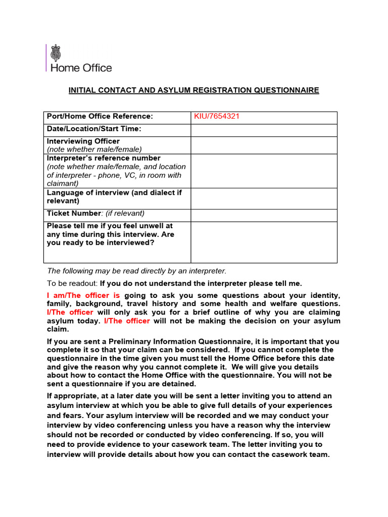 Asylum Registration and Interview Guide | PDF | Detention (Imprisonment ...