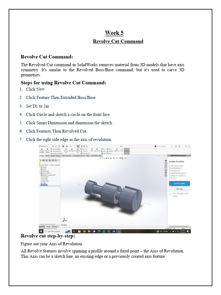 Revolve Cut Command In Solid Works Pdf