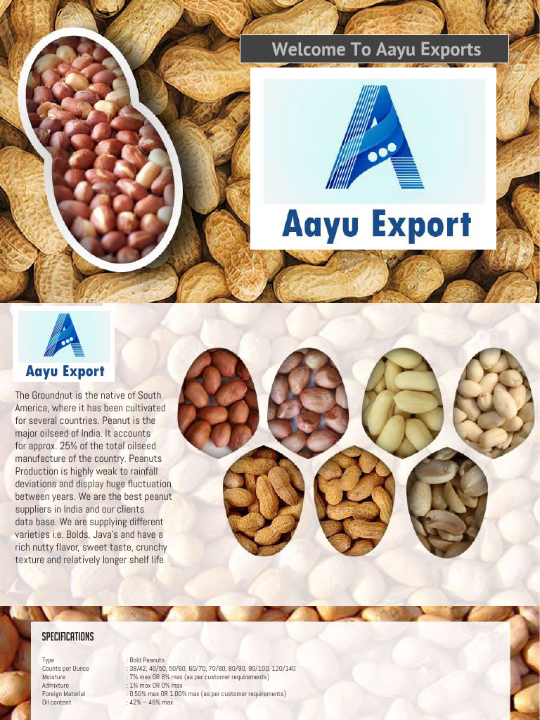 Aayu Exports Peanuts Brosher | PDF | Peanuts | Food And Drink