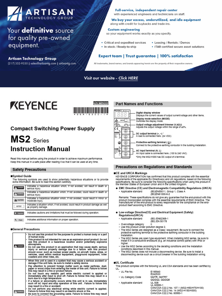 Keyence MS2 H50 Manual 2021914121847 | PDF | Electrical Wiring | Power Supply
