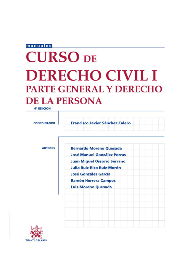 Curso de Derecho Civil I. Parte General y Derecho de La Persona | PDF | Derecho Civil (Common ...