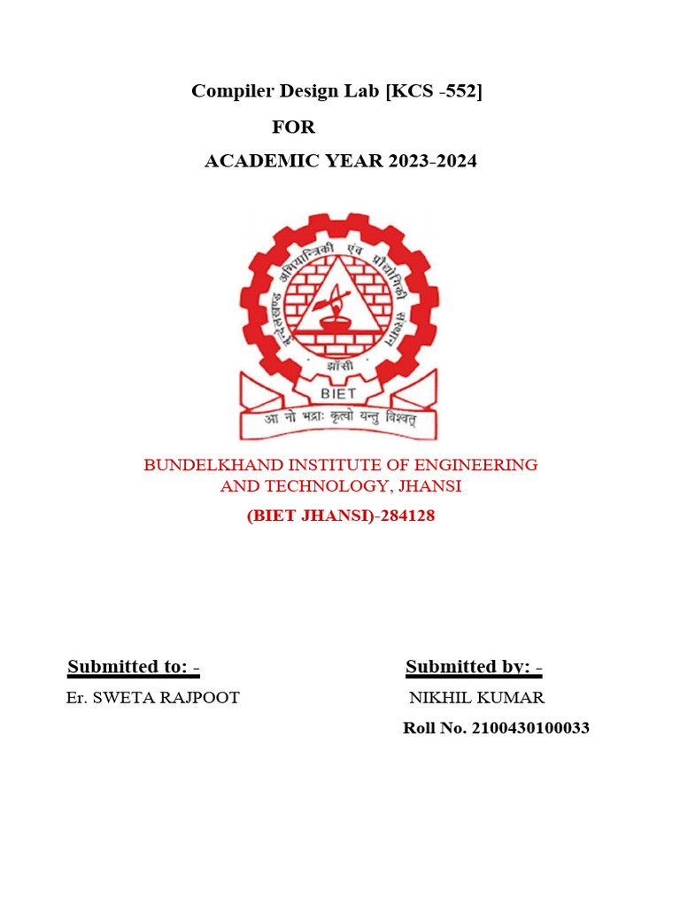 compiler design lab | PDF | Software | Computer Engineering