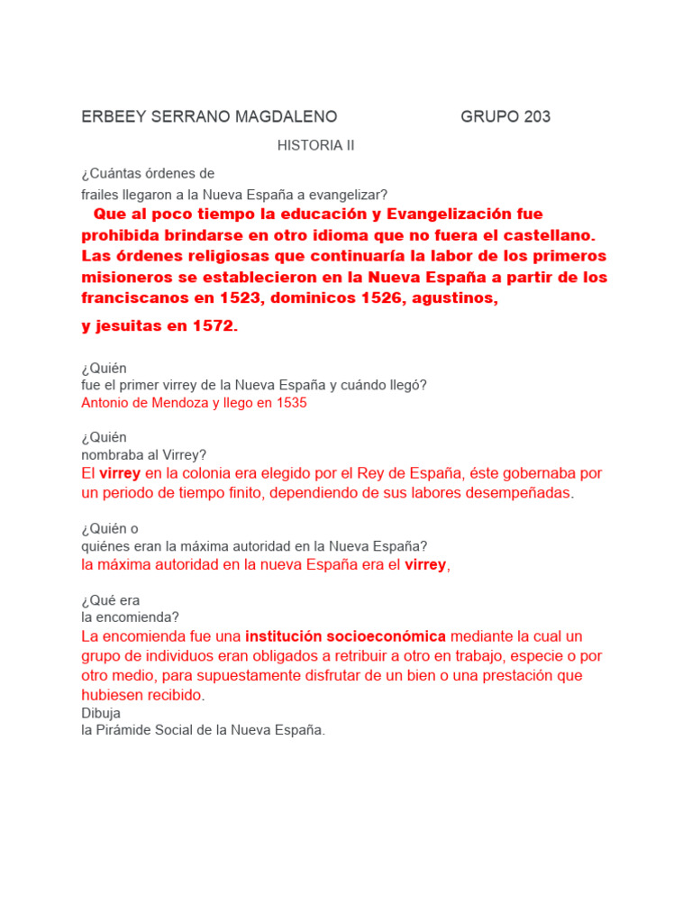 Preguntas | PDF | Nueva españa | España