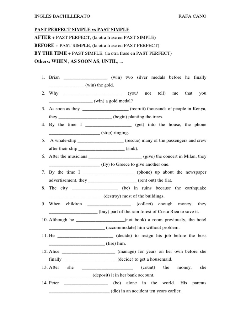 Past Perfect Simple - Past Simple | PDF