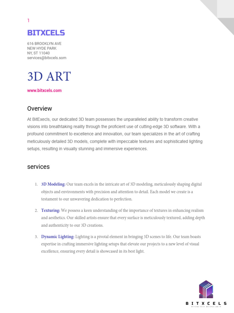 3D Art Service Proposals and Details | PDF | 3 D Computer Graphics | Texture Mapping