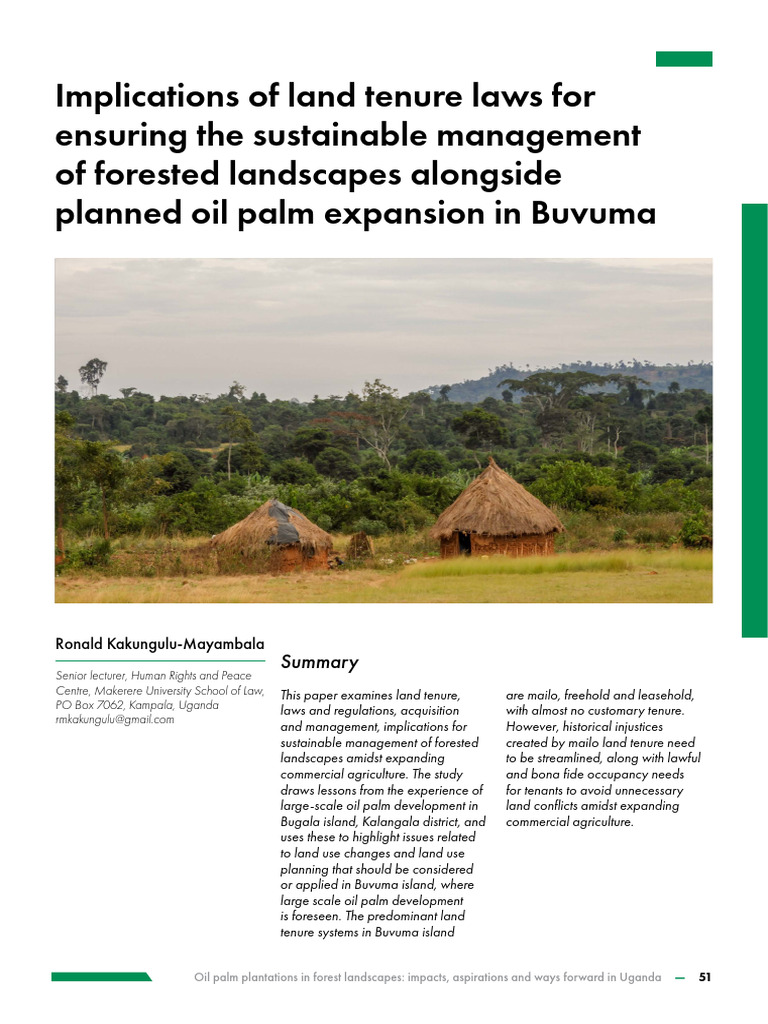 LAND TENURE AND SUSTAINABLE FORESTRY BUVUMA | PDF | Natural Environment ...
