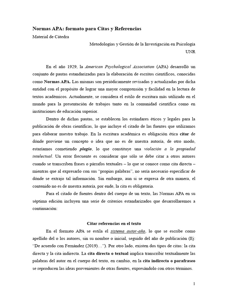 Normas APA. Formato para citas y referencias | PDF | Estilo apa | Teoría de apego
