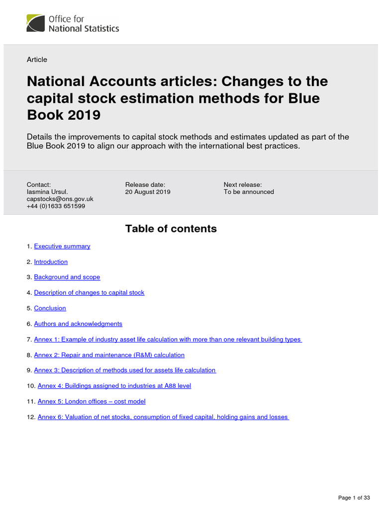 National Accounts Articles Changes To The Capital Stock Estimation ...