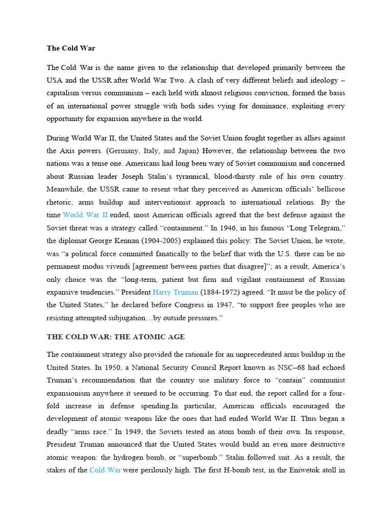 Cold War | PDF | Containment | Cold War