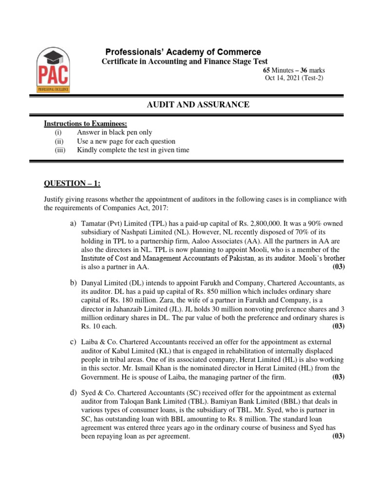 Test-2 Basic Concepts of Audit Ethics | PDF | Audit | Auditor's Report