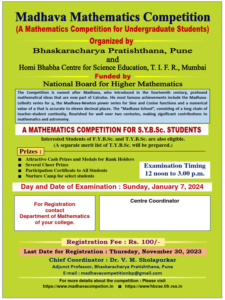 Madhava Math Competition 2024 | PDF