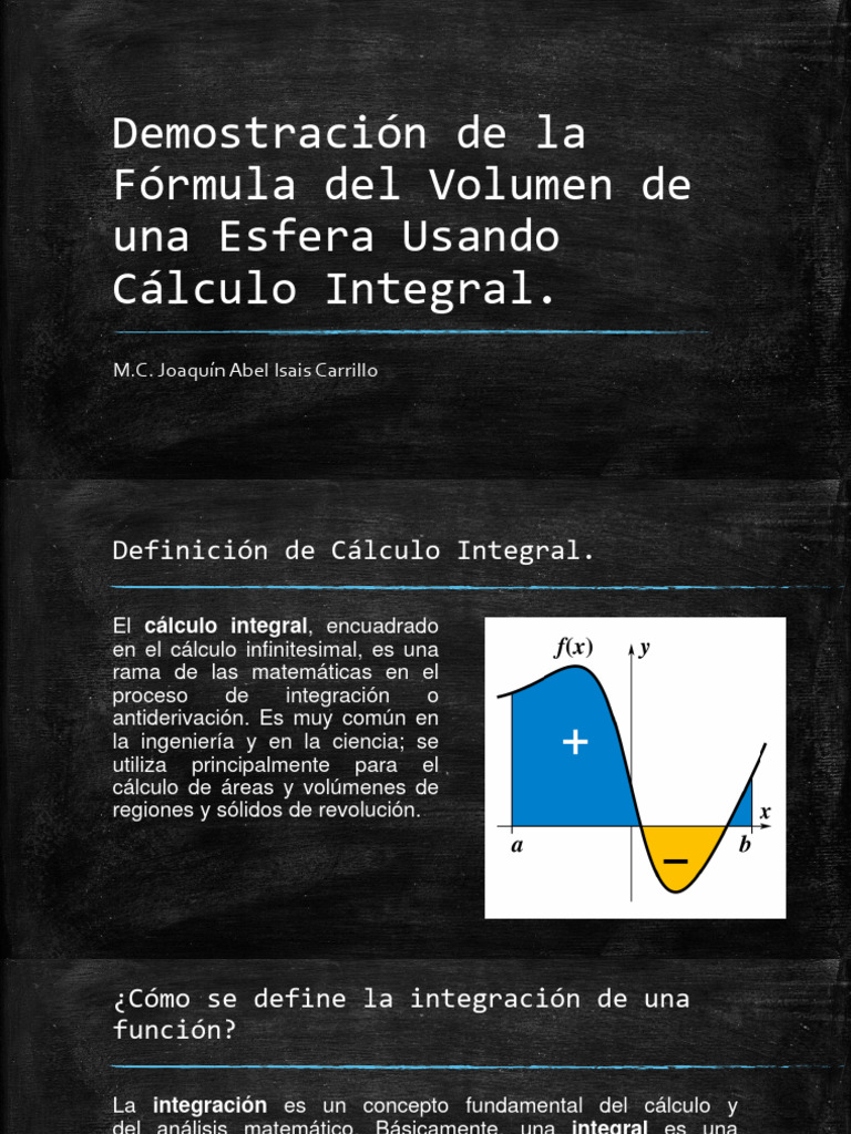 Demostración de la Fórmula del Volumen de una Esféra Usando Cálculo ...