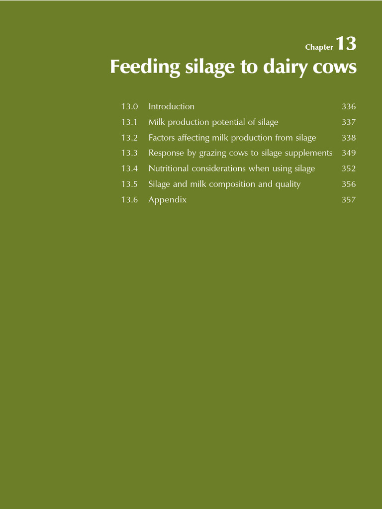 Successful Silage 13 Feeding Silage To Dairy Cows | PDF