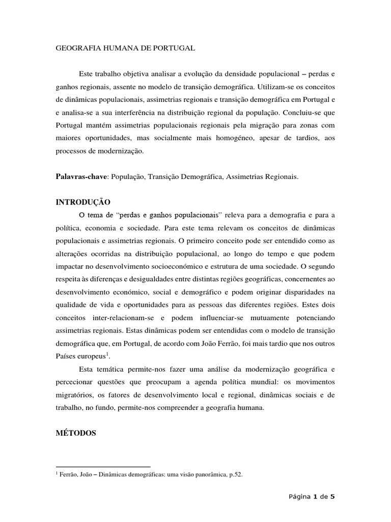 Geografia humana de Portugal | PDF | Portugal | Demografia