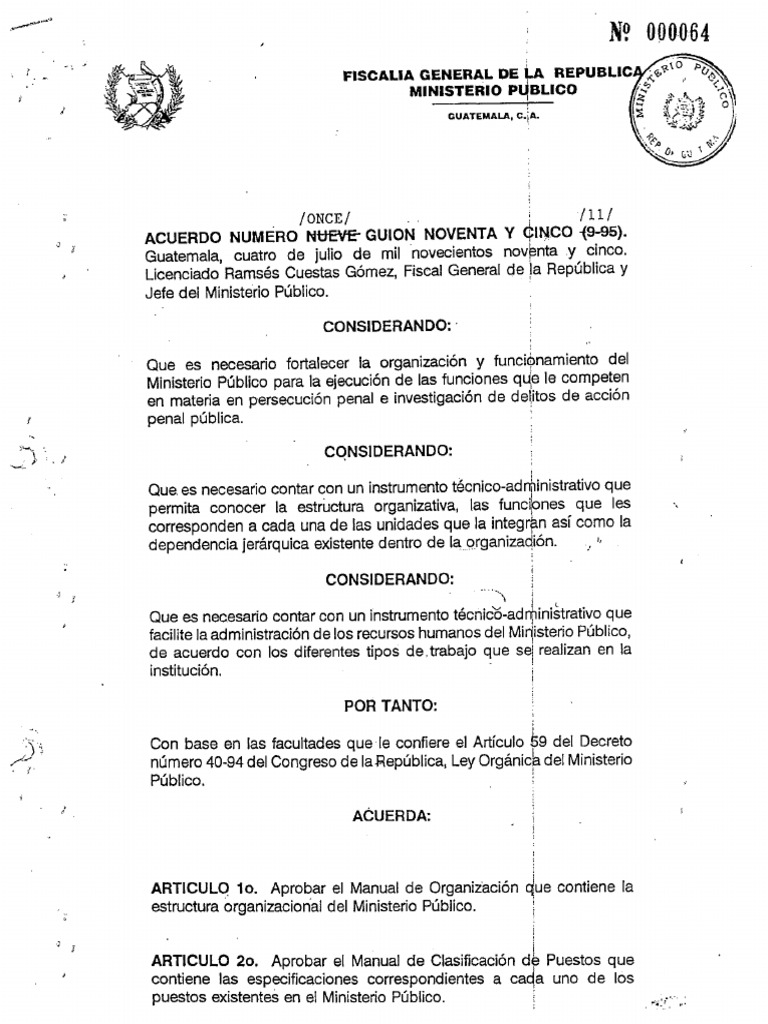 Acuerdo 11 1995 Aprobacion Manual de Funciones | PDF