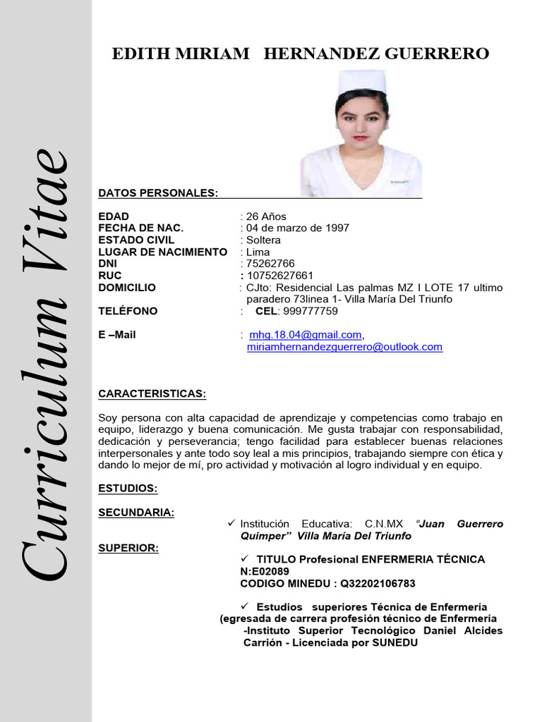 CV Miriam Hernandez Guerrero - Original 2023 Lima Peru | PDF