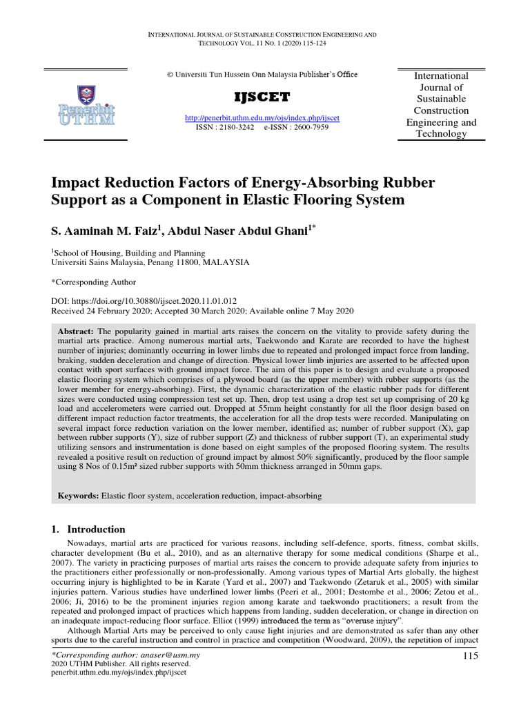 Impact Reduction Factors of Energy-Absorbing Rubber Support As A Component in Elastic Flooring ...