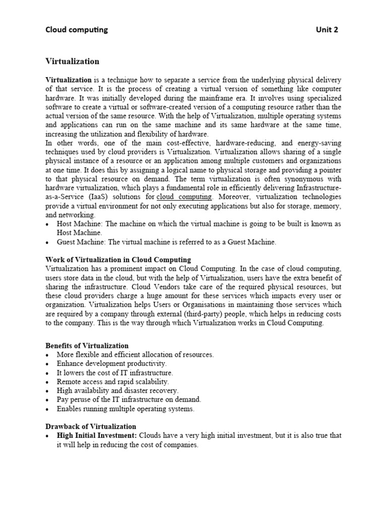 Cloud Computing Unit 2 | PDF