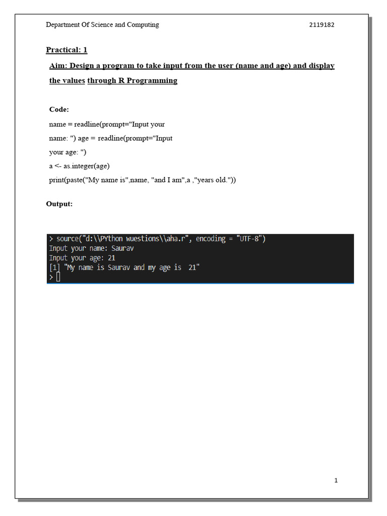 R Programming Practical Exercises | PDF | Computing | Software