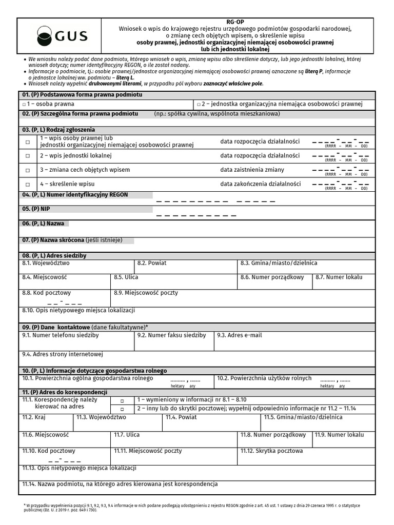 Formularz Rg-Op 2019 | PDF