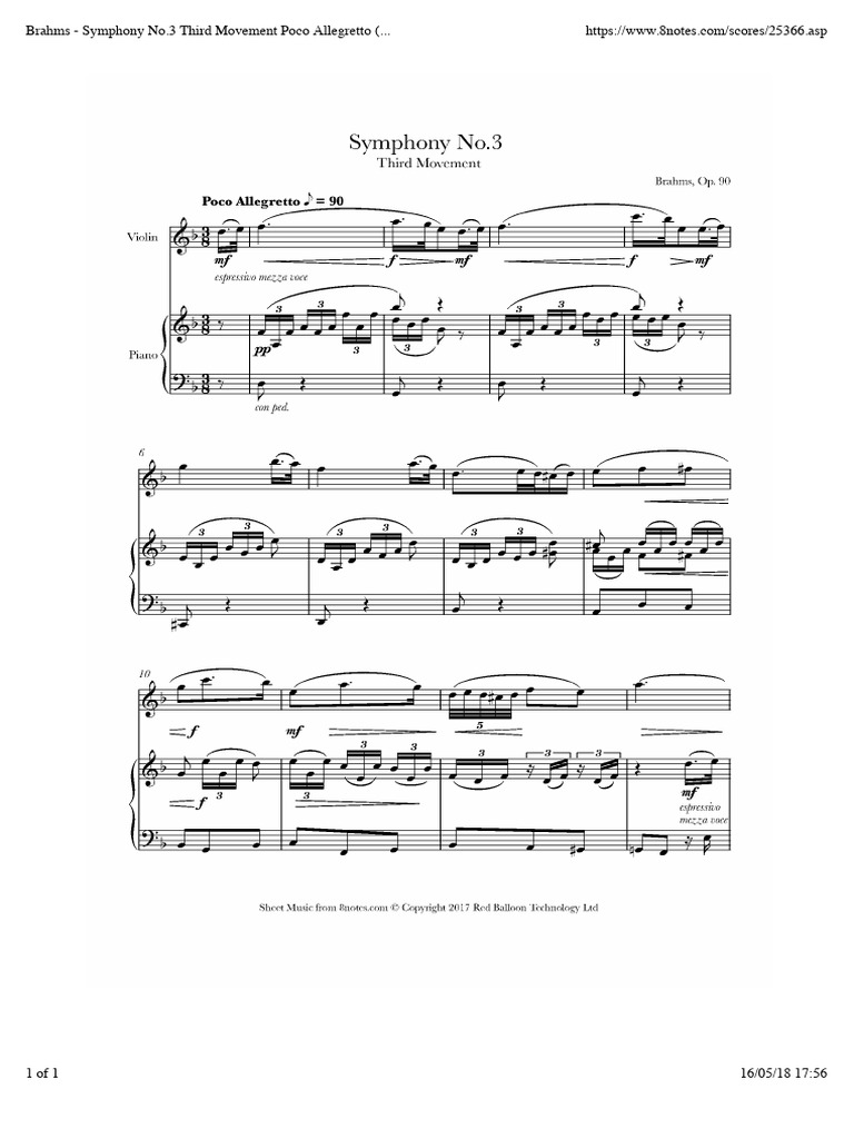 Brahms - Symphony No.3 Third Movement Poco Allegretto | PDF Brahms - Symphony No.3 Third Movement Poco Allegretto | PDF