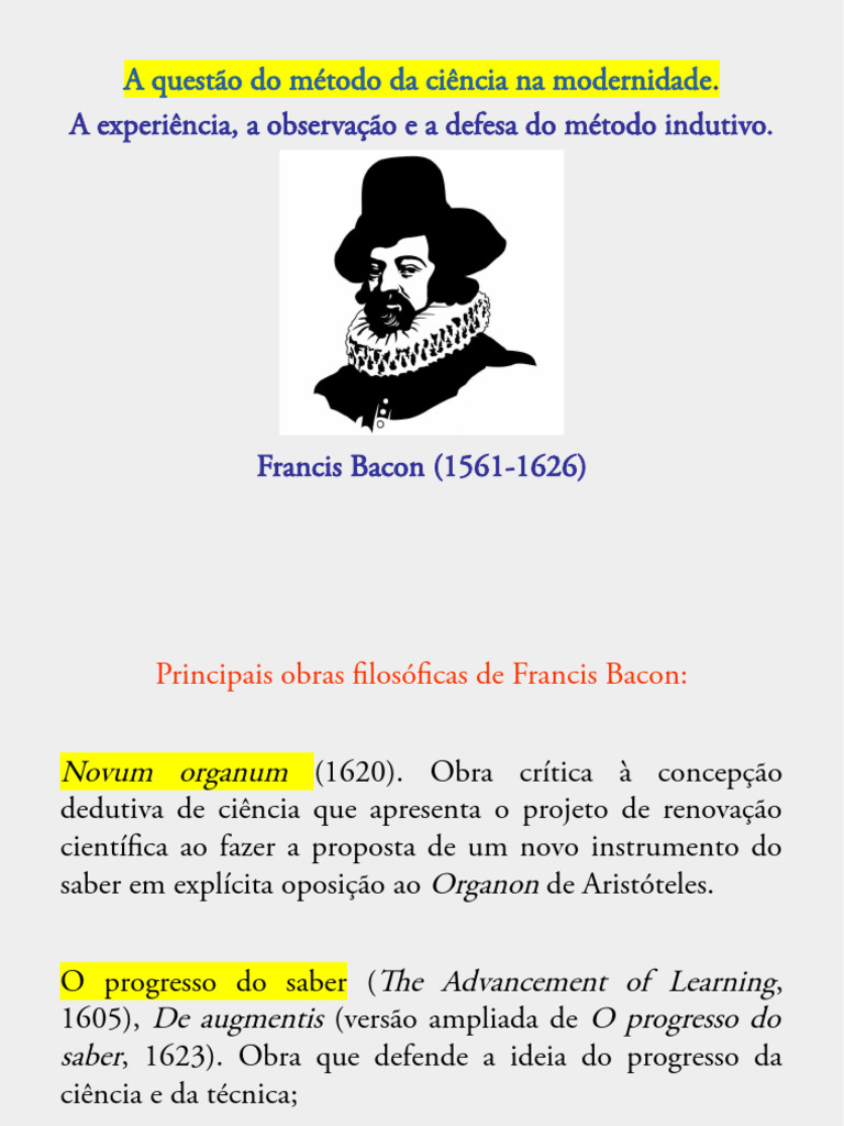 Método Indutivo e Filosofia de Bacon | PDF | Francis Bacon | Science