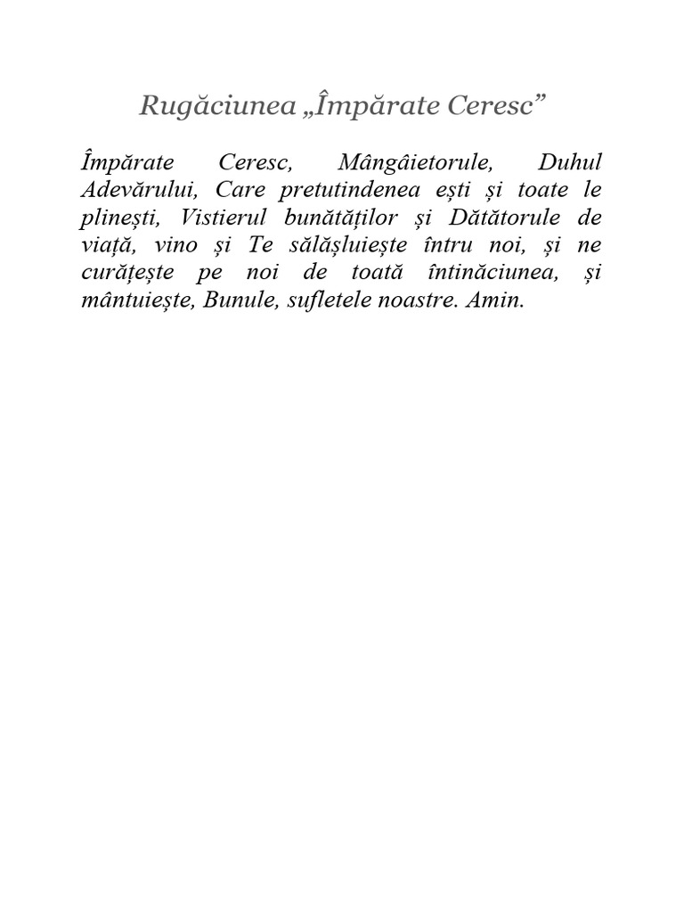 Rugăciunea IMPARATE CERESC | PDF