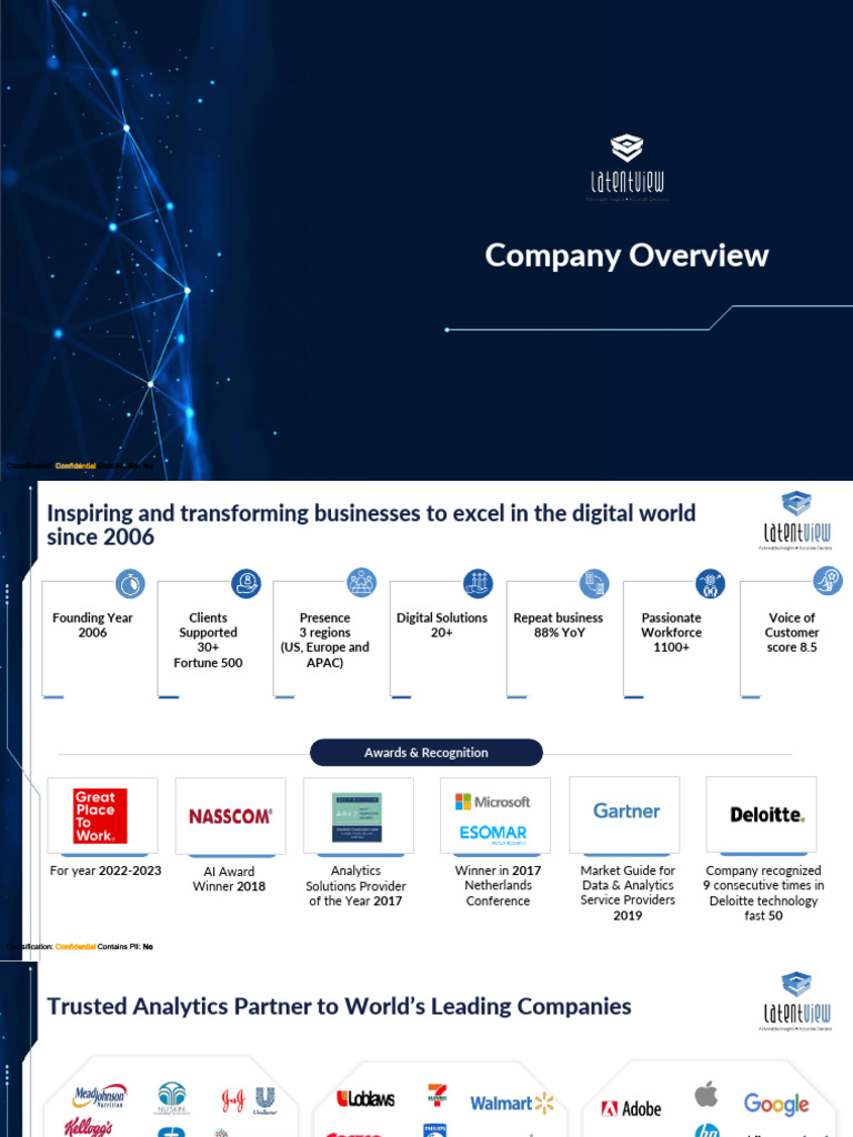 LatentView Corporate Deck | PDF | Analytics | Artificial Intelligence