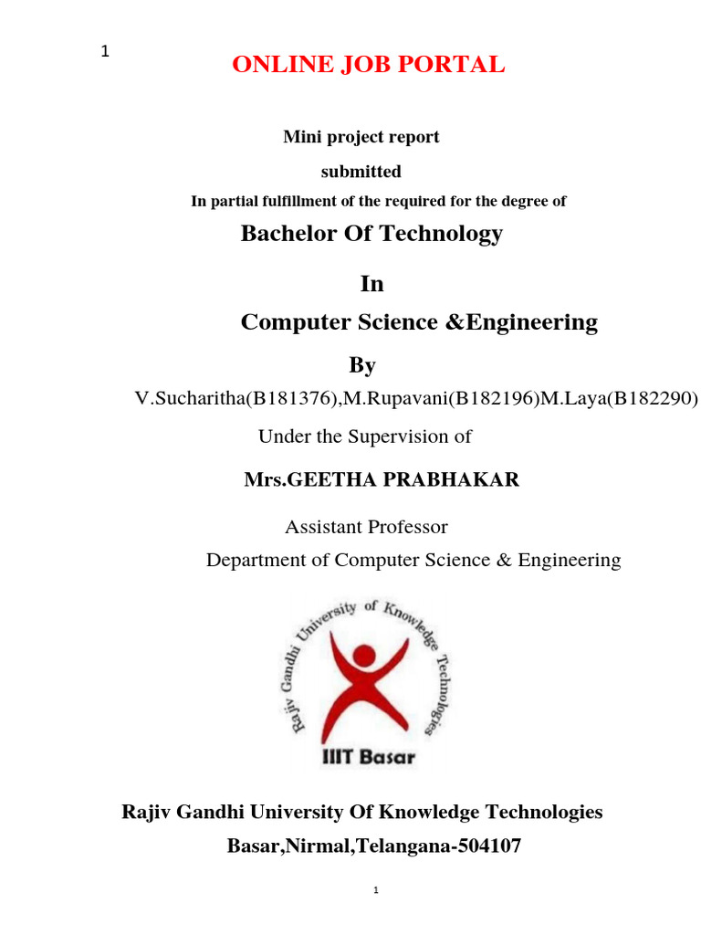 Online Job Portal - Minor Project-1 | PDF | Résumé | Websites