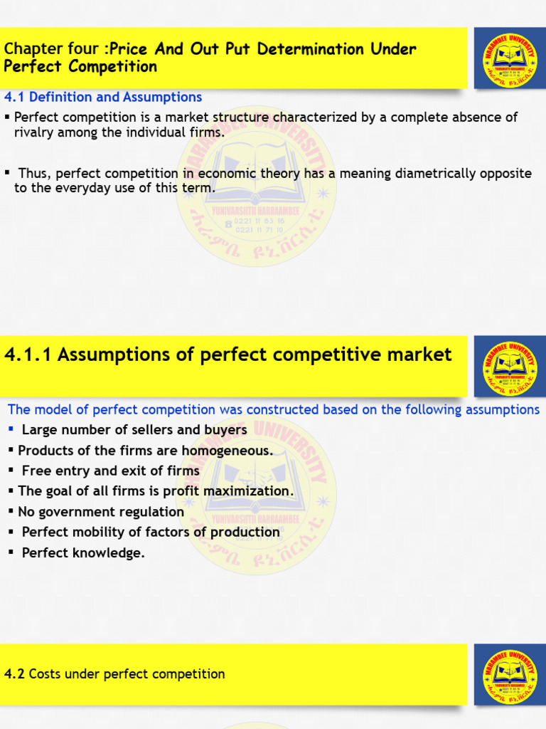 Chapter Four: Price and Out Put Determination Under Perfect Competition ...
