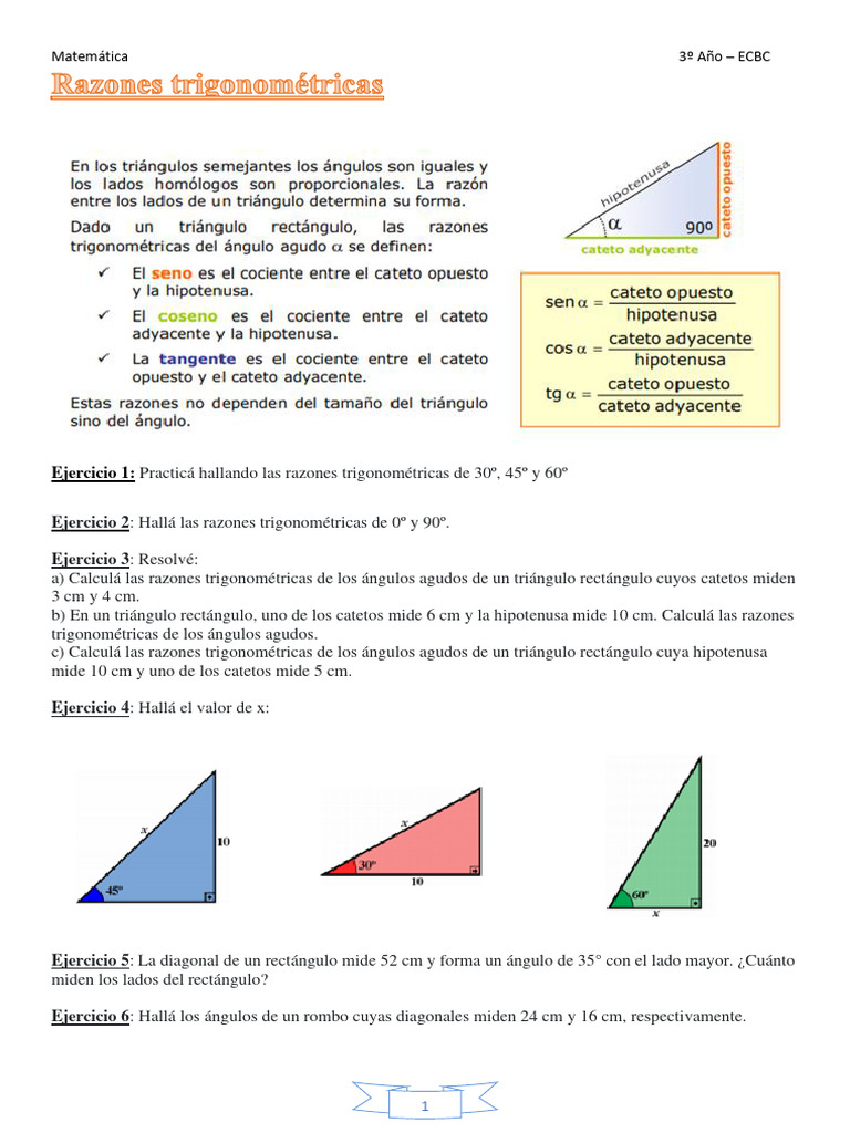 TP Razones Trigonométricas 2021 | PDF