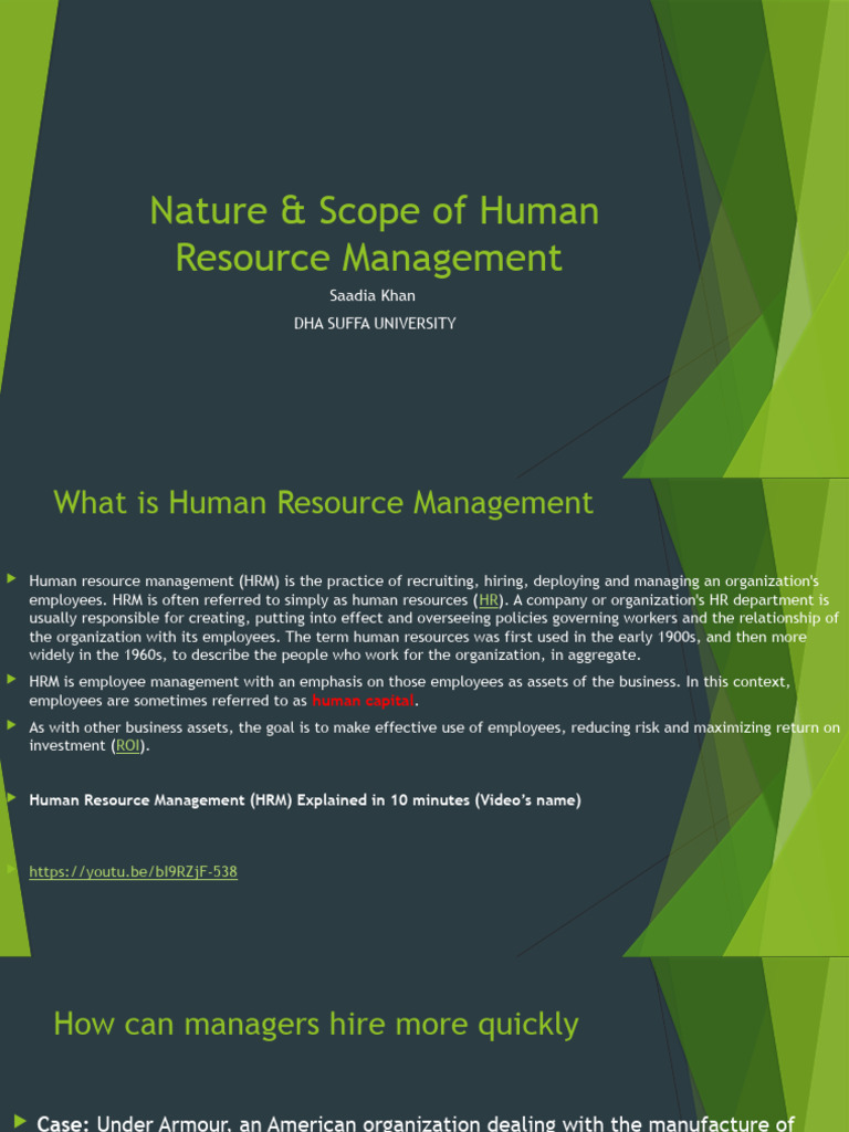 Nature Scope of HRM | PDF | Human Resource Management | Human Resources