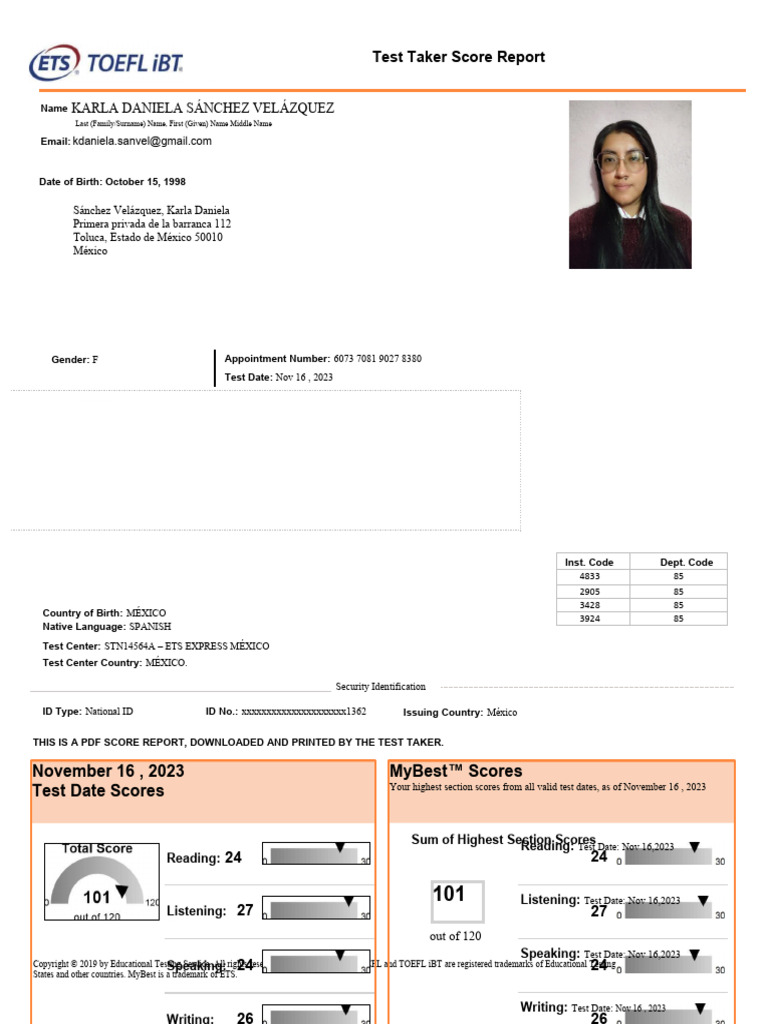 Certificado-Toefl | PDF | Test Of English As A Foreign Language ...