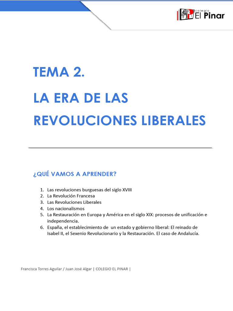 Tema 2. La Era de Las Revoluciones Liberales | PDF | Historia