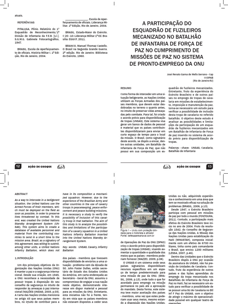 A Participação Do Esqd Fuz Mec No BTL Inf de Força de Paz No ...