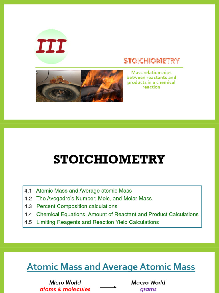 III. Stoichiometry | PDF | Mole (Unit) | Stoichiometry